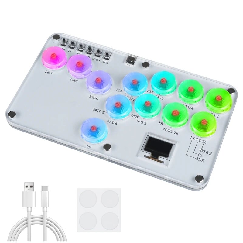 Контроллер Hitbox Fighting Stick, красочная RGB Light Fighting Game, аркадная игровая клавиатура для ПК, PS3, PS4, переключатель