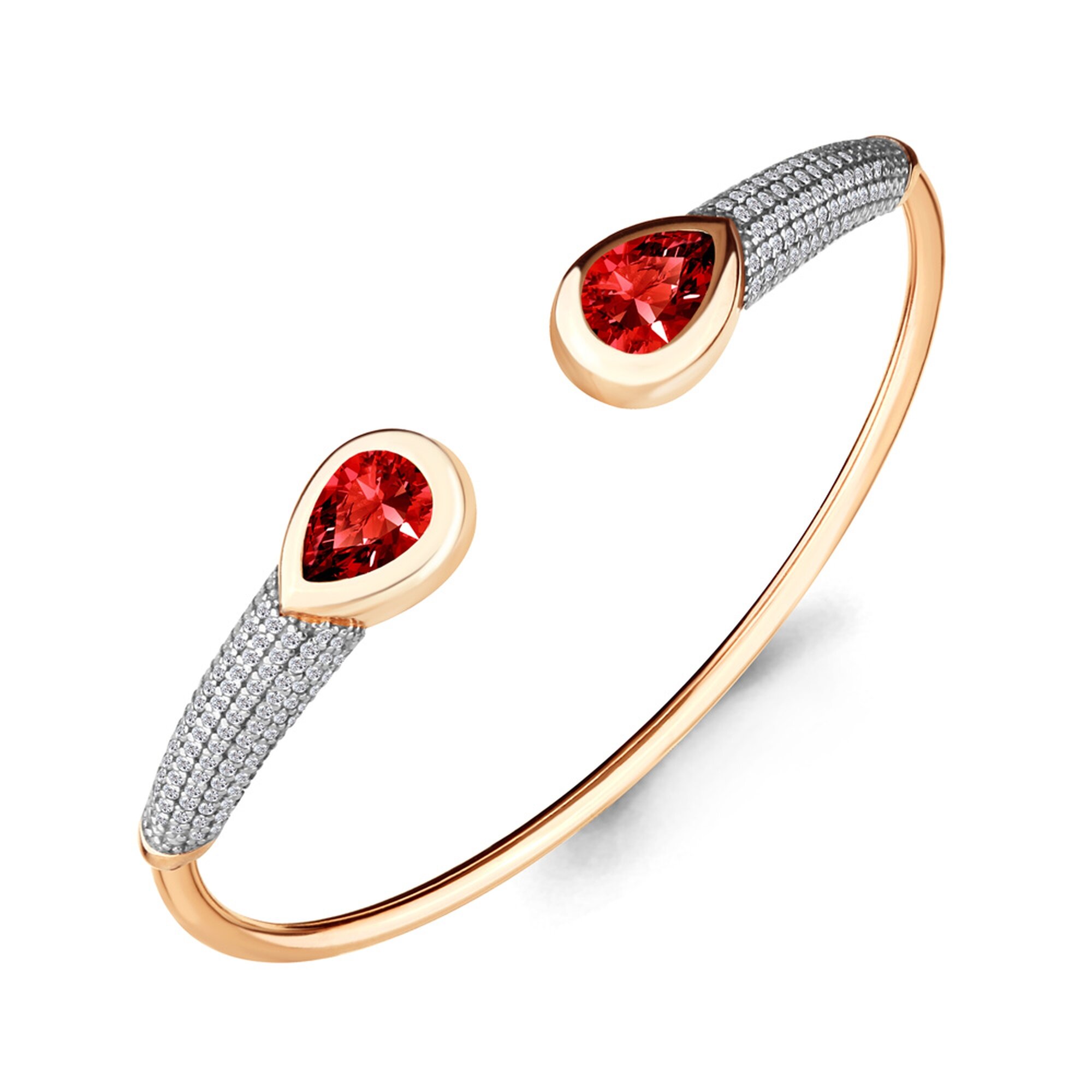 Браслет, серебро, 925 проба, золочение, гранат, фианит