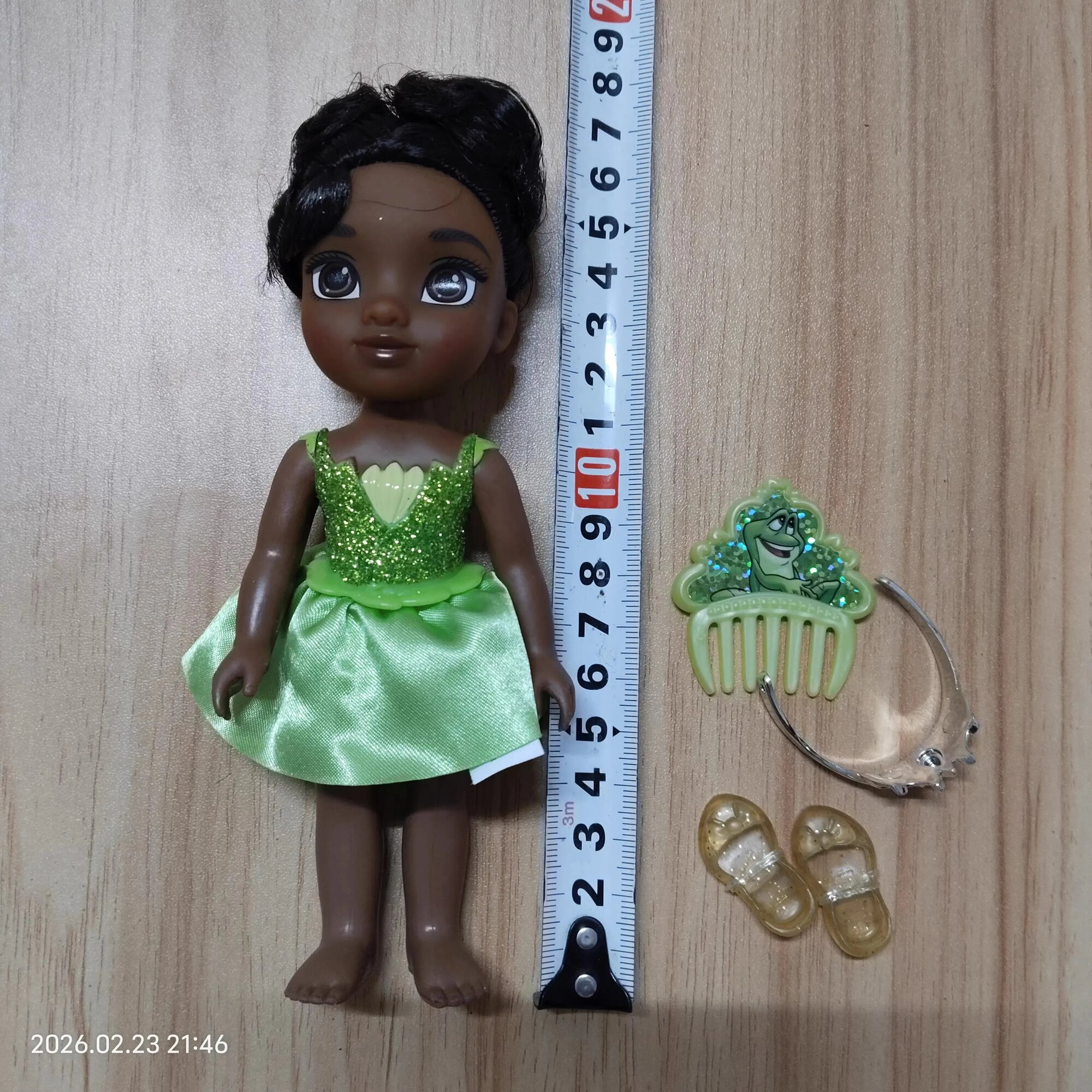 Кукла Disney Princess Тиана 16 см, зеленый