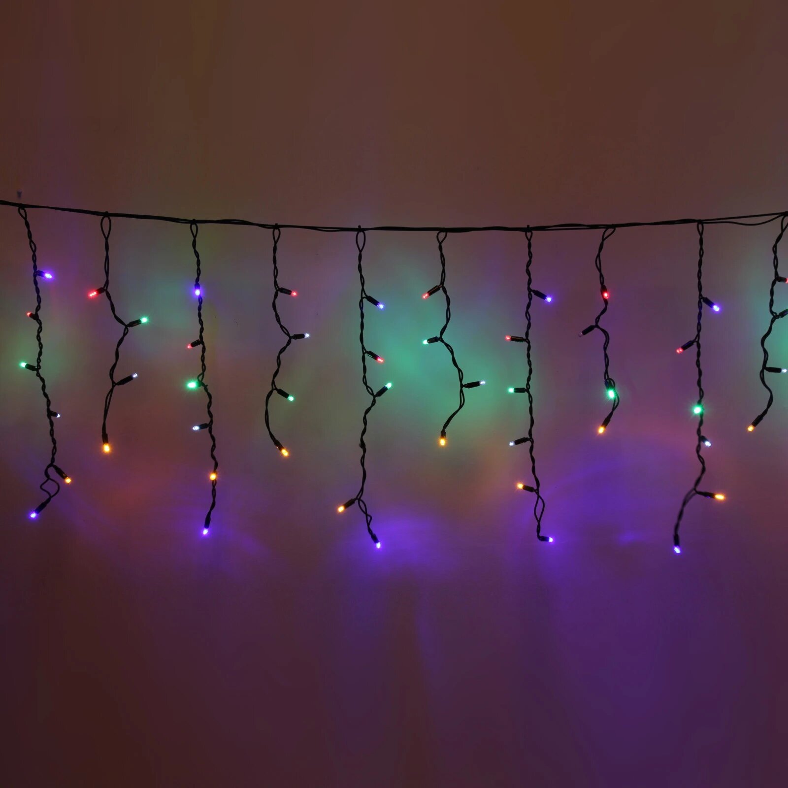 Гирлянда уличная бахрома «Мерцание» 5м, 180 LED, мультицвет, IP65, черный провод, возможность соединения