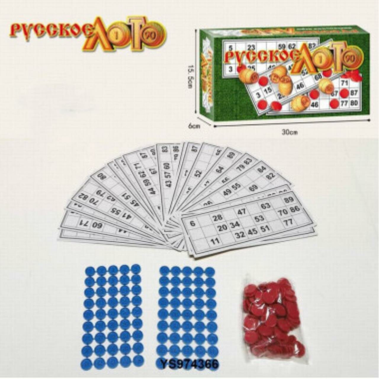 Настольная игра "Русское лото", пластик/картон, 16 см x 6 см x 30 см