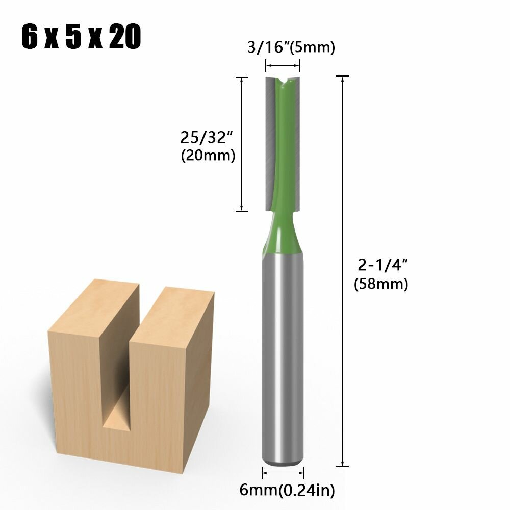 Фреза пазовая прямая 5 х 20 мм, хвостовик 6 мм