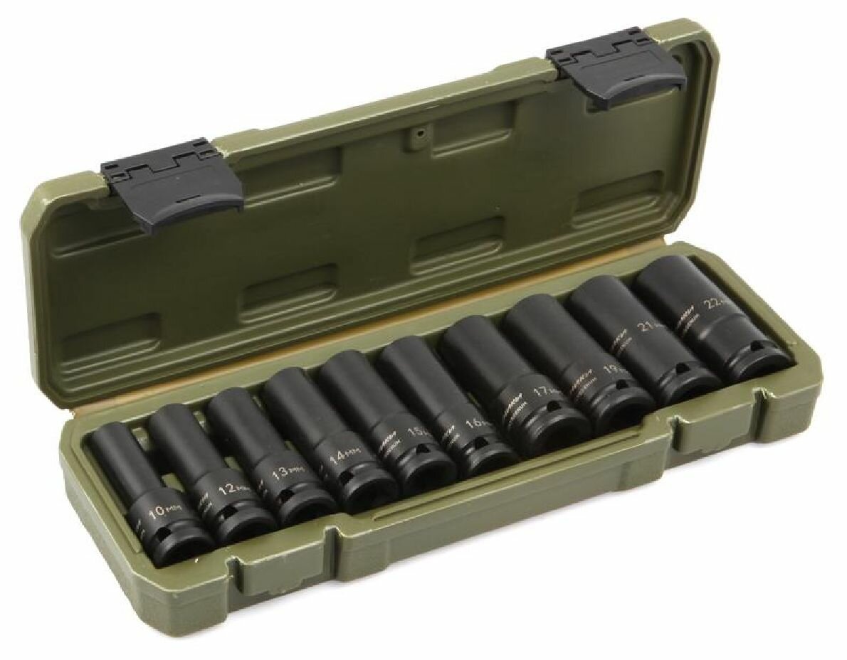 Набор головок ударных удлинённых 1/2", 10 шт. , 660410, хромомолибден, Дело Техники, кейс.