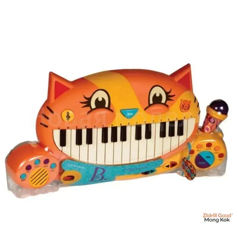 Игрушечное мини-пианино B.Toys (Battat) котик, с микрофоном, на батарейках