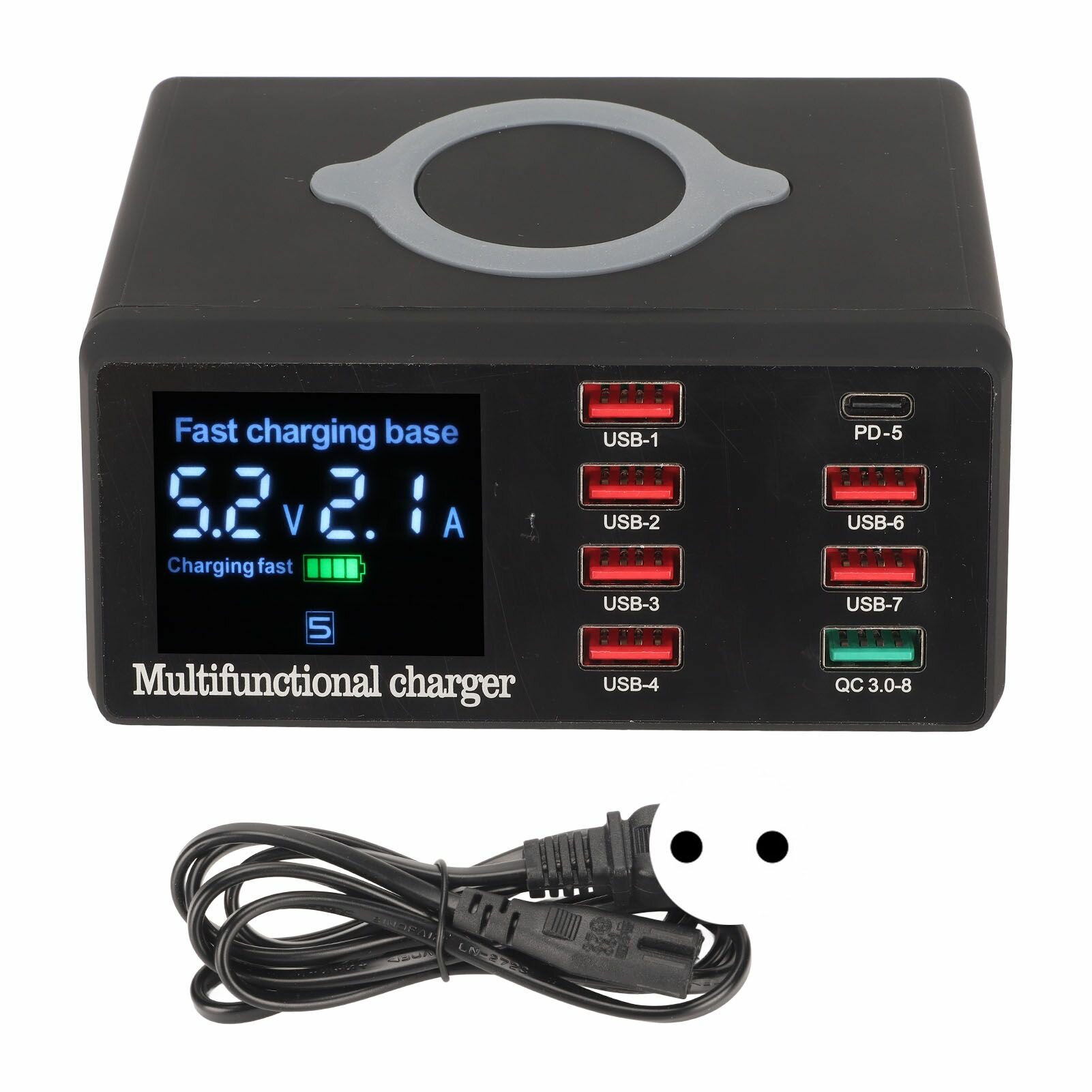 100 Вт 8-порт USB QC3.0 PD18W станция, 100-240 В, EU-штекер