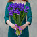 Букет живых цветов Flor-Pro Flowers из 15 синих ирисов с атласной лентой