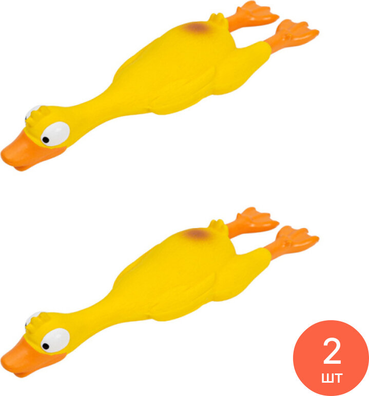 Игрушка для собак Zoo One / Зоо Ван Утка большая L-428 с пищалкой, латексная, 24см / зоотовары для животных (комплект из 2 шт)