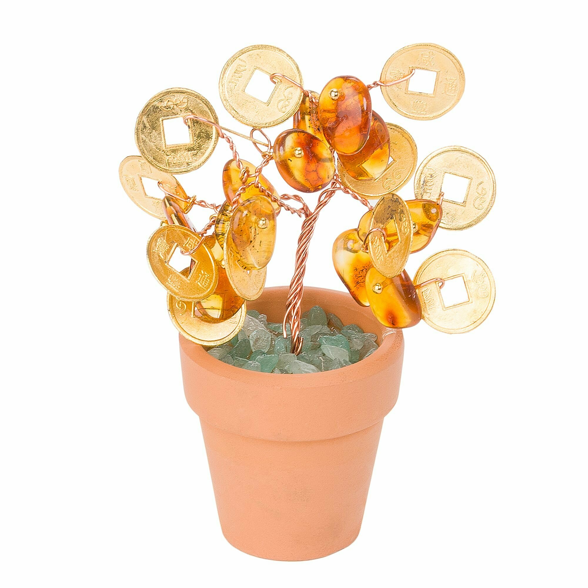 Подарочный сувенир Денежное дерево из полистоуна DIAMANT-ONLINE с янтарём