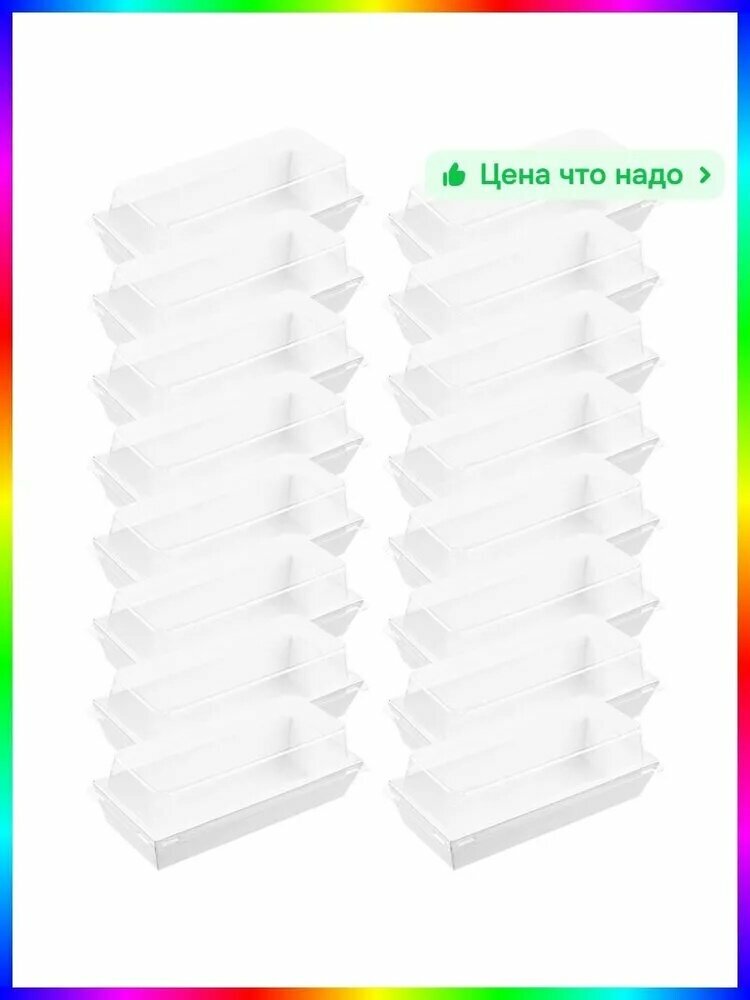 Одноразовые контейнеры для тортов из бумаги и пластика 19х8х6 см