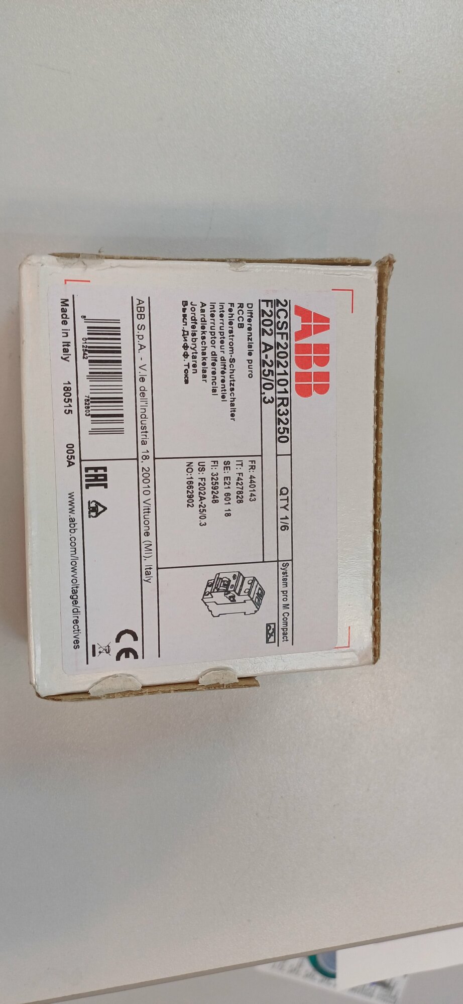 УЗО ABB F202 A-25/0,3 2-х полюсное тип A 25A 300mA 2 модуля (ВДТ)