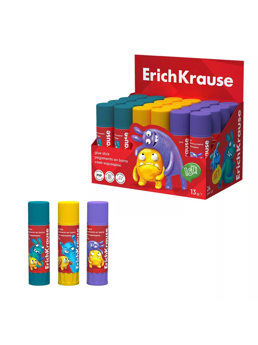 Клей-карандаш EasyStick EasyStick Jolly Friends, 13г, 24 шт.