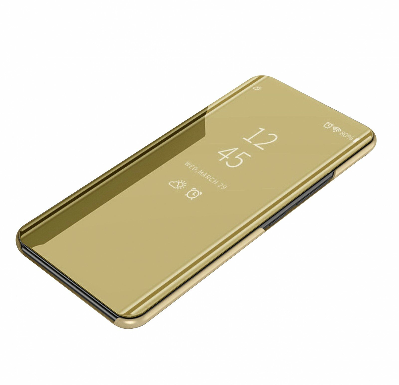Чехол-книжка MyPads для Huawei Honor V30 Pro и Nova 6 с зеркальной крышкой Clear View Cover золотой