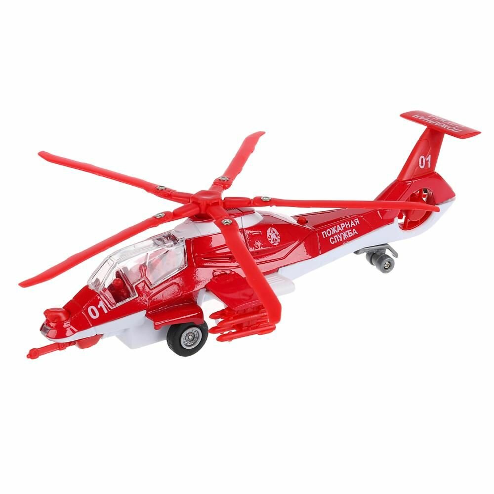 Технопарк, Металлическая инерционная модель, Вертолёт. Пожарная служба , свет и звук