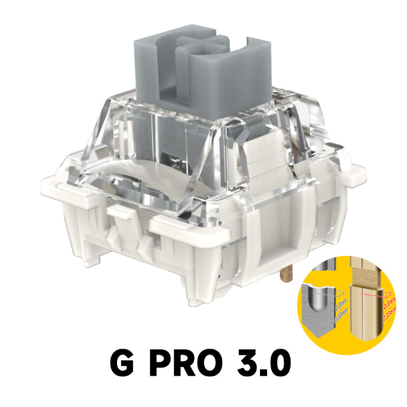 Переключатель GATERON G PRO 3.0 Silver, двухсекционная пружина, светоотражающий белый, линейный ход 3.0 с двойной
