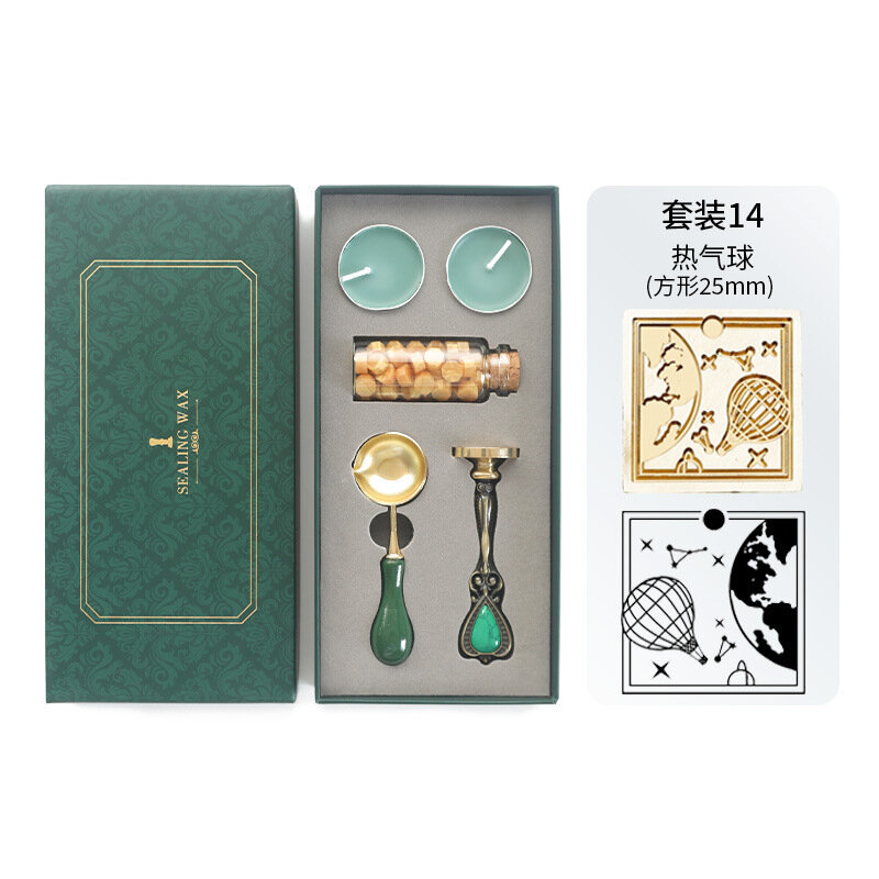 Оптовая продажа от производителя: Набор для печатей из воска, набор восковых бусин, одноголовочный набор для печатей из воска в темно-зеленом цвете.