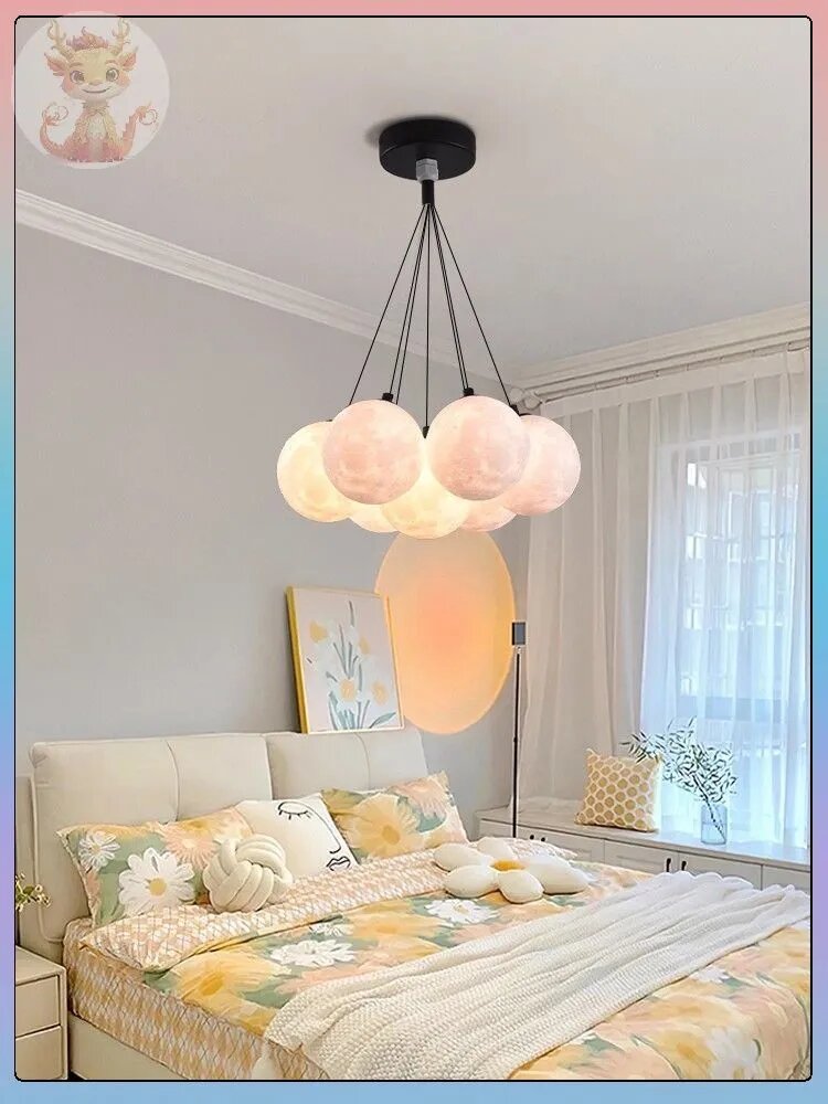 Светильник подвесной LED луна, 7 плафонов, 35W, для детской комнаты, регулируемая высота — фото 1