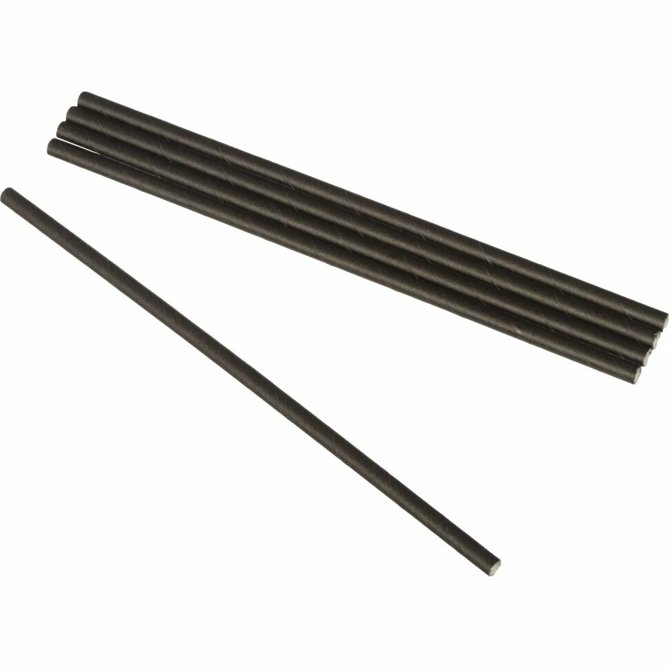 Трубочки для коктейля бумажная чёрная 205мм, d-6мм, в инд. упак.1500шт/кор, 2369904