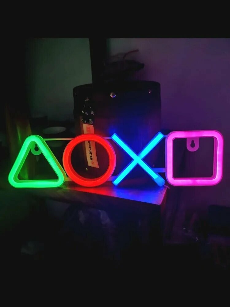 Игровая неоновая лампа с иконками и регулятором яркости USB питание для декора стола и комнаты геймера тематический подарок для мальчиков