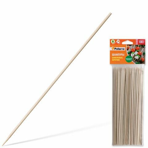 10 шт. Шампуры для шашлыка PATERRA, комплект 100 шт. 200 мм, d 3 мм, бамбуковые, 401-697, 401697