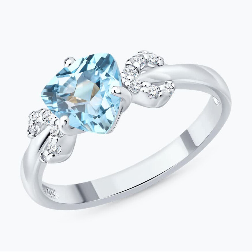 Кольцо, серебро, 925 проба, топаз, фианит
