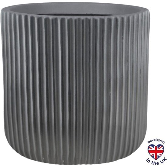 Кашпо напольное Idealist Lite Idealist Урбан круглое, файберстоун, антрацит Д37 В36.5 см (RVS-RND-37-BLW)