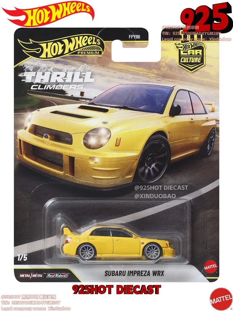 Машинка Hot Wheels Car Culture 2026Q Thrill Climbers Subaru Impreza WRX FPY86