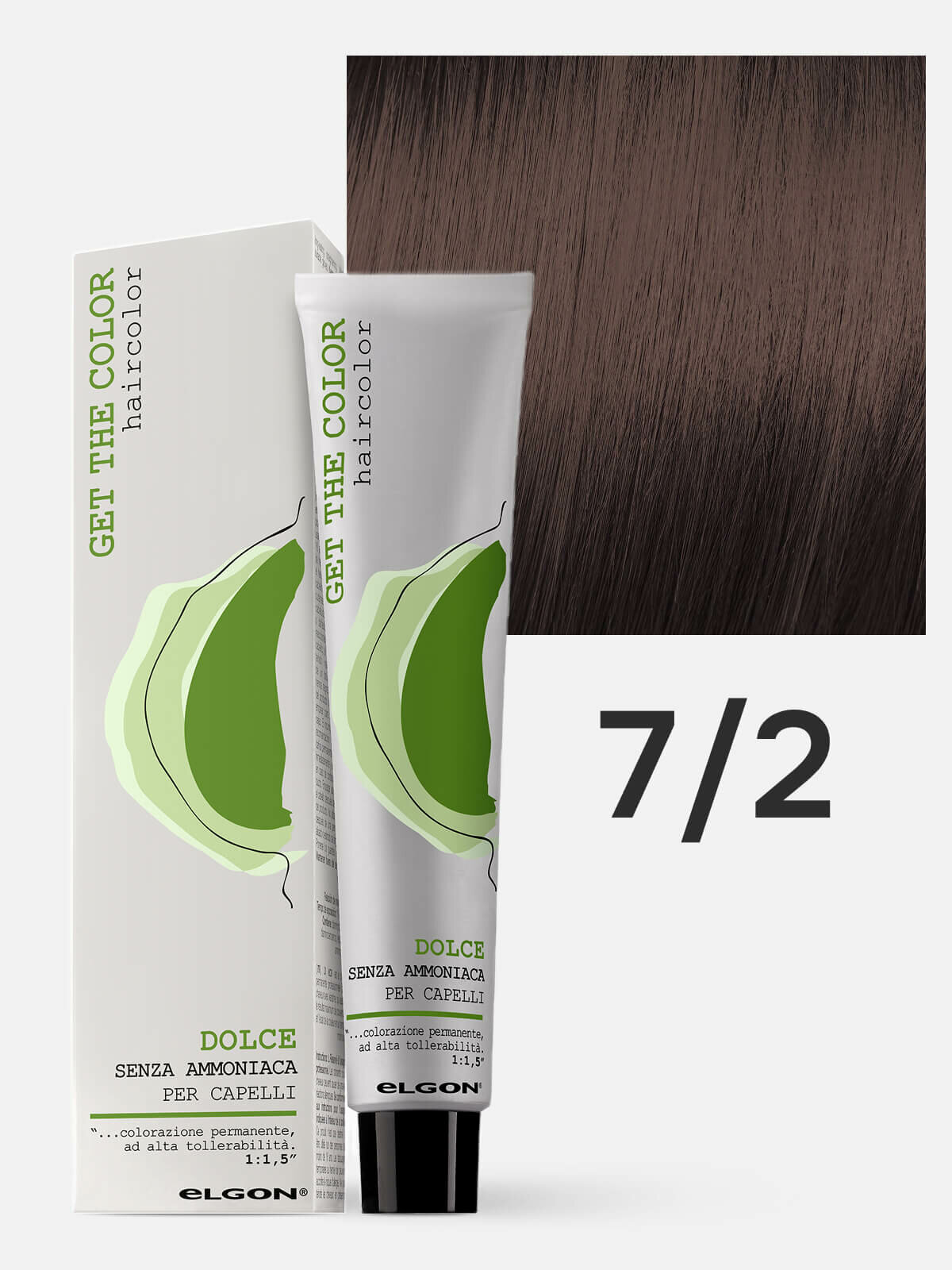 Крем - краска для волос профессиональная без аммиака Elgon Get the Color Dolce 7/2 Русый Орехово-бежевый, 100 мл