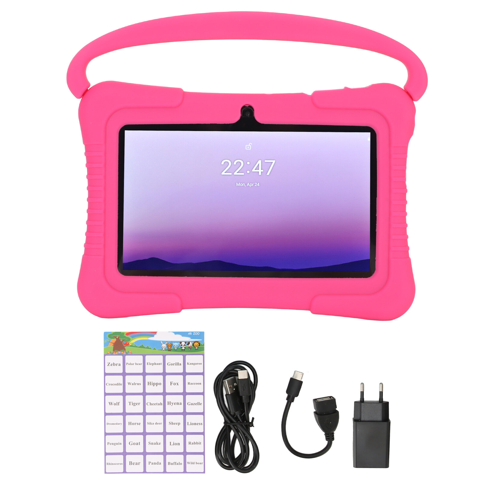 7дюймовый детский планшет 2 ГБ 32 ГБ 4ядерный процессор двойная камера 3Dдизайн с защитным чехлом An