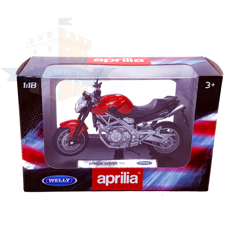 Мотоцикл Welly Aprilia Shiver 750, красный, 1:18, арт.12832PW
