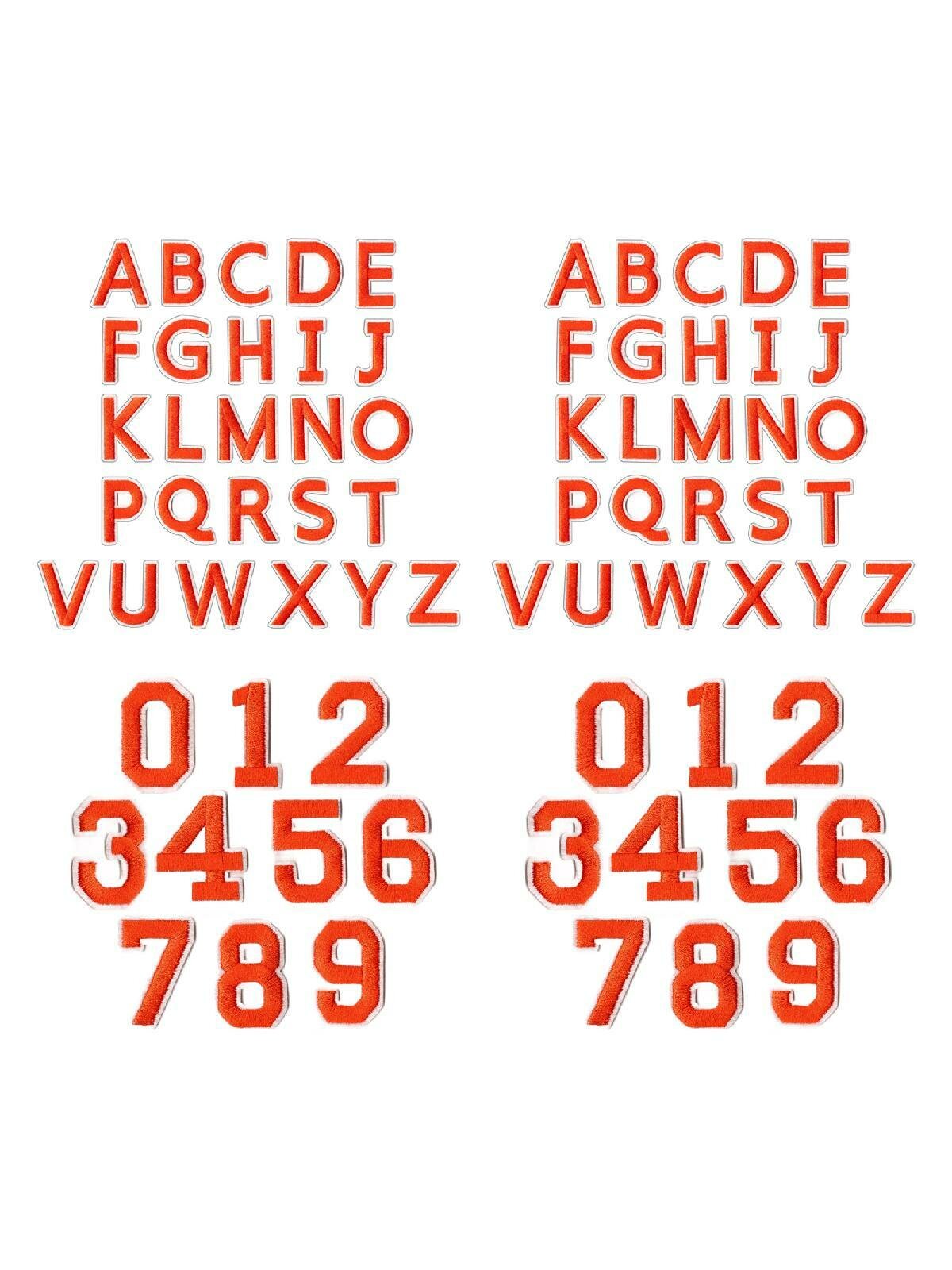 Железные аппликации с буквами и цифрами (72 шт.), оранжевый цвет