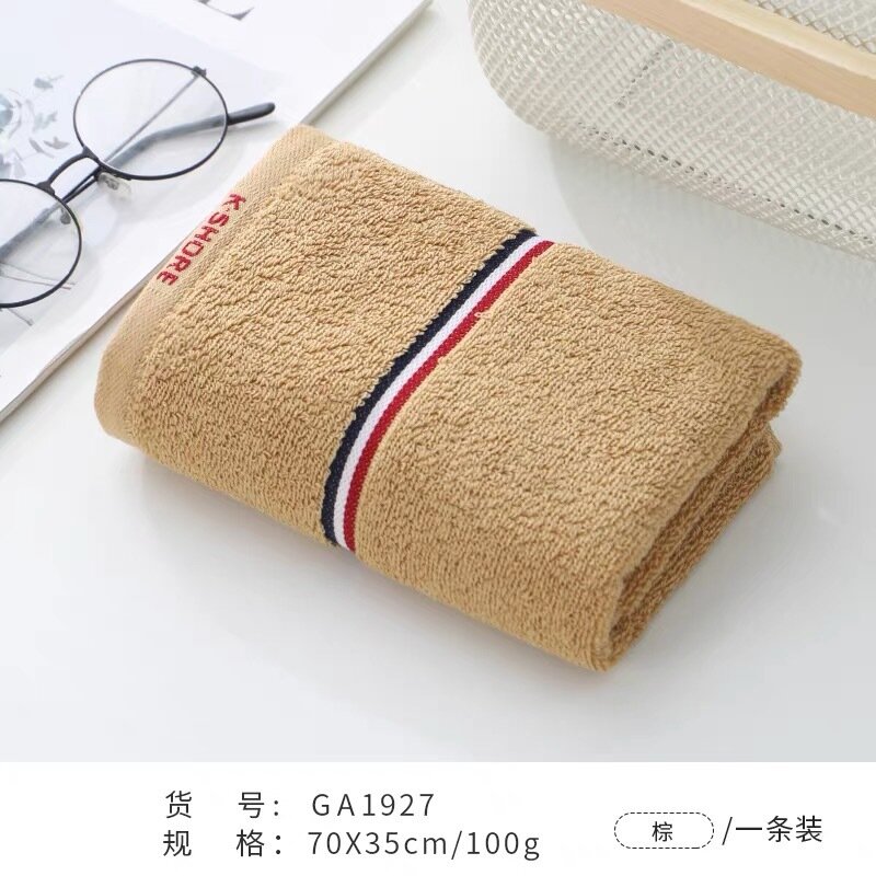 Мягкое хлопковое полотенце для лица 70x35 см, впитывающее, прочное, без выделения ворса, коричневое для домашнего