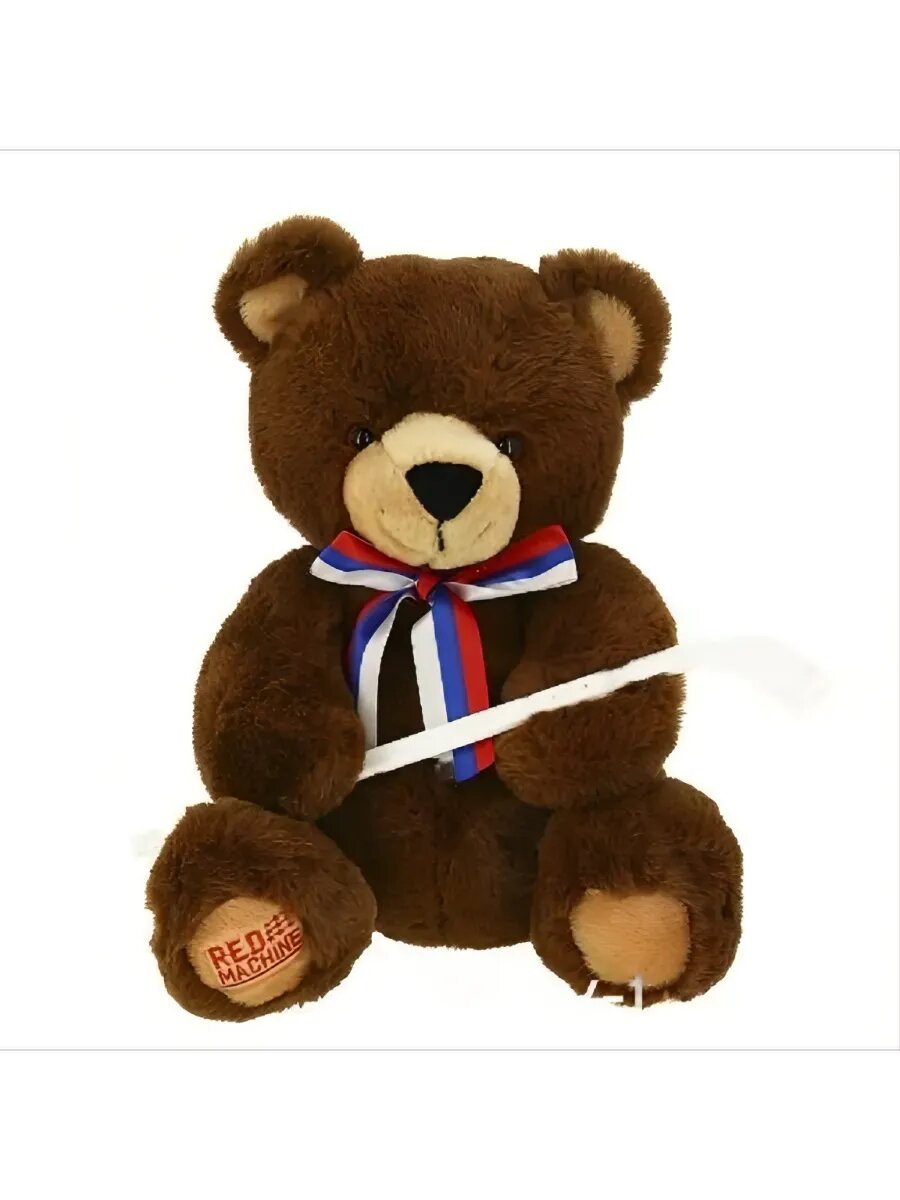 Мягкая игрушка Softoy T1914726B, медведь с клюшкой, текстиль/пластик, высота 26 см
