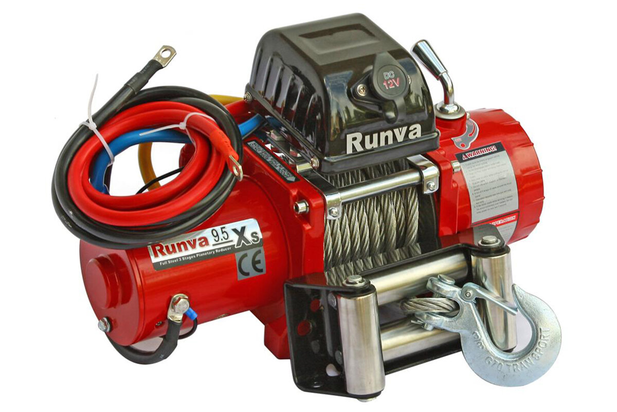 Лебёдка автомобильная электрическая 12V Runva 9500 lbs 4350 кг короткий барабан арт. 9.5XS