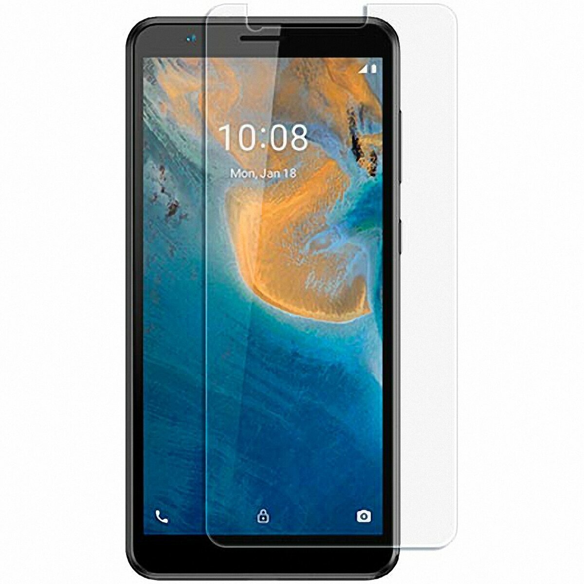 Защитное стекло для ZTE Blade A31 прозрачное на плоскую часть экрана