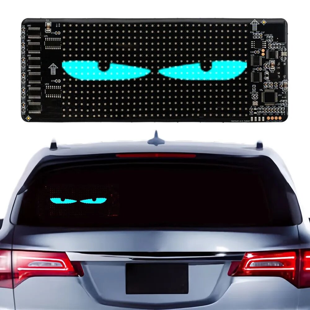 Автомобильный LED дисплей, 32x16, Bluetooth, приложение, настраиваемый, водонепроницаемый, гибкий, цветной экран