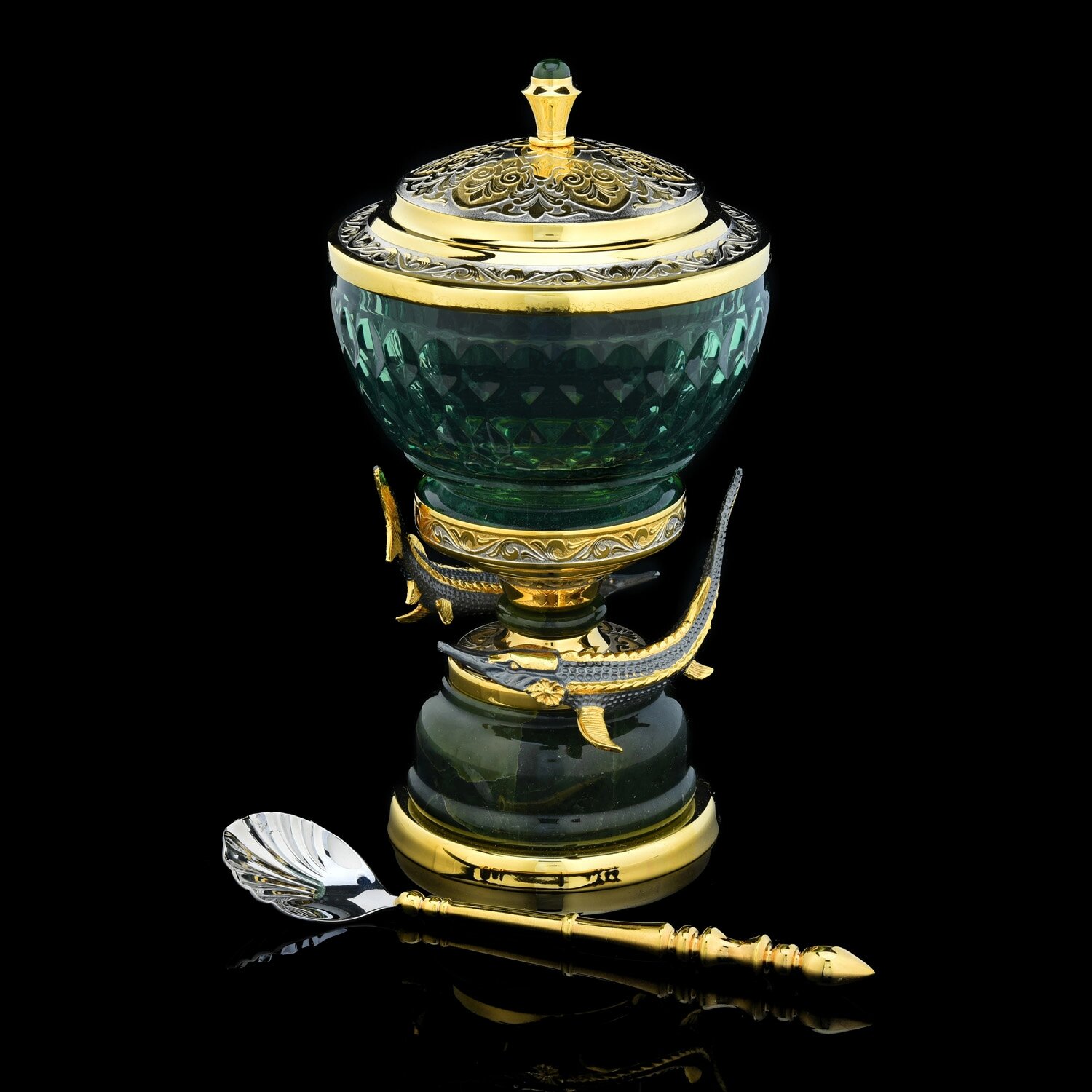 202643 Златоуст Икорница дары моря нефрит эмаль