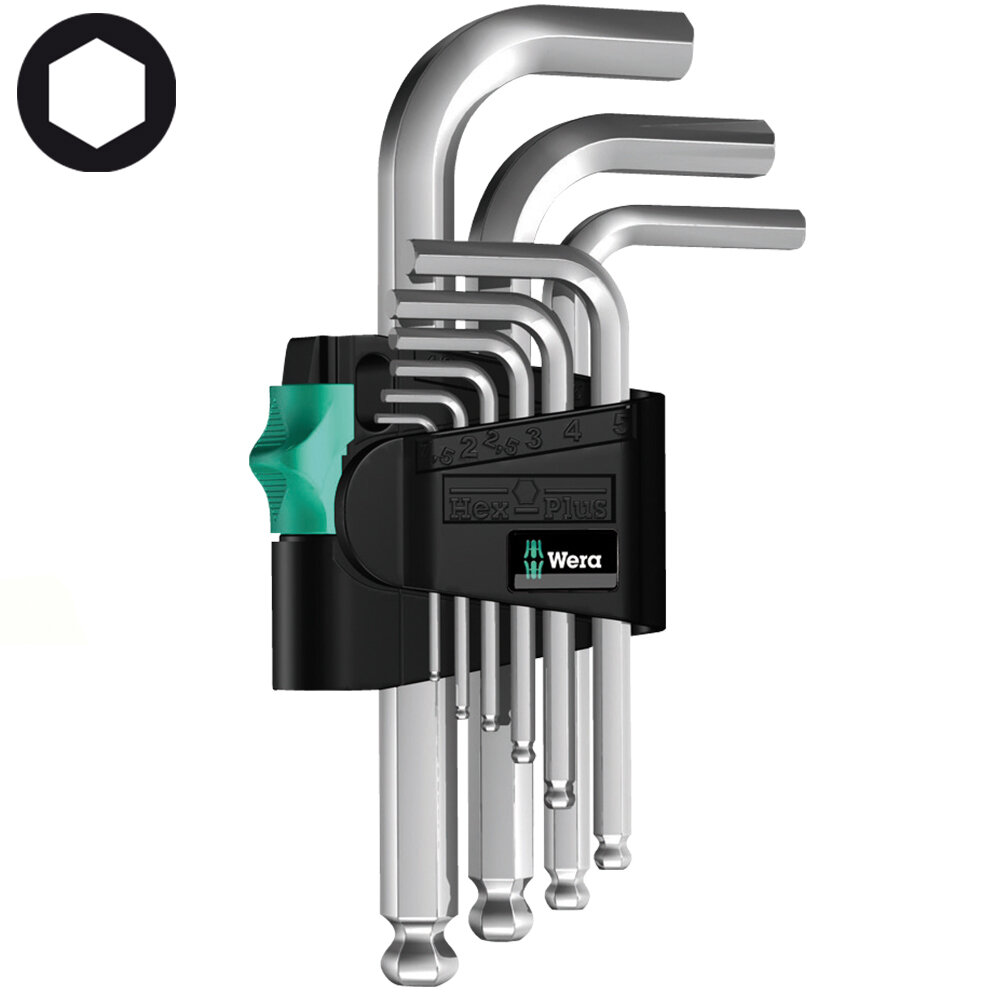 Набор Г-образных ключей, метрических, хромированных WERA 950 PKS/9 SM N 133163