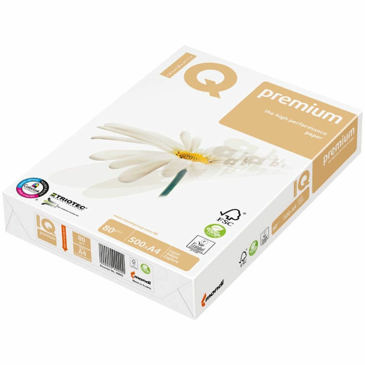 Бумага IQ PREMIUM, белая, А4, 80 г/м2, 500 л, "А+", 170%