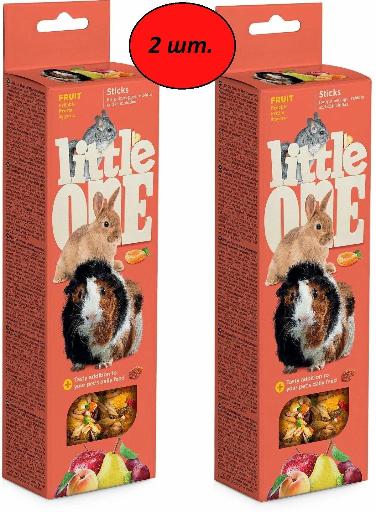 Little One Палочки для морских свинок, кроликов и шиншилл с Фруктами 2шт*60г (2 штуки)