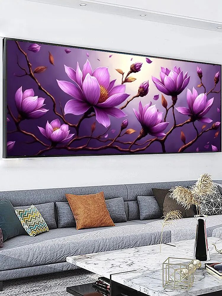 Алмазная мозаика 130X50cm "фиолетовые цветы"ручной работы бриллиантовая картина