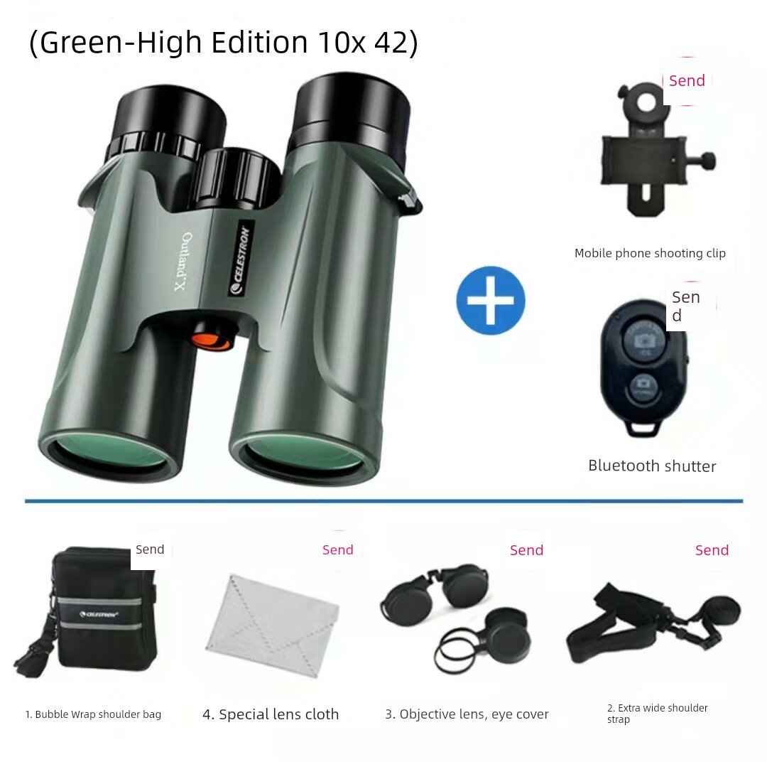 Celestron Высокомагнификационные 10x42 Бинокли Зеленые Профессиональное Наблюдение На Открытом Воздухе Ночное Видение