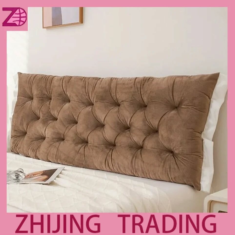 Подушка-изголовье ZHijing TRADING коричневый велюр с пуговицами, 140x50 см, для дома, для сна