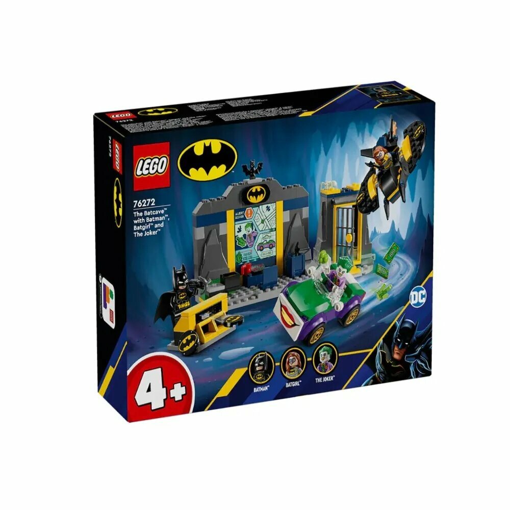 LEGO DC Super Heroes Batcave with Batman, Batgirl and The Joker / Детская игрушка-супергерой - Конструктор и набор транспортных средств для мальчиков и девочек от 4 лет 76272 / Бэтмен