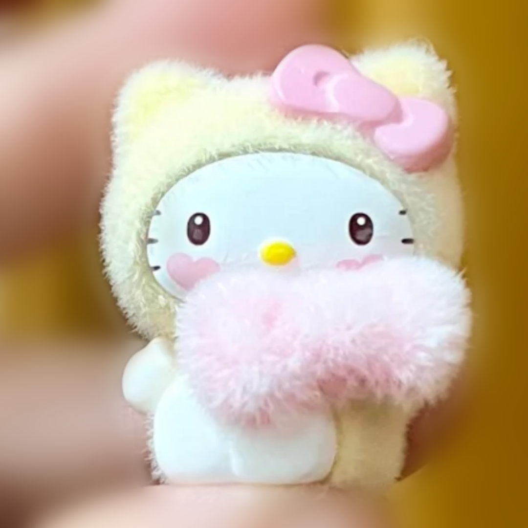 Оригинальная плюшевая фигурка Hello Kitty из серии Sanrio Fluffy Little Baby в закрытой упаковке, для декора. Обычный