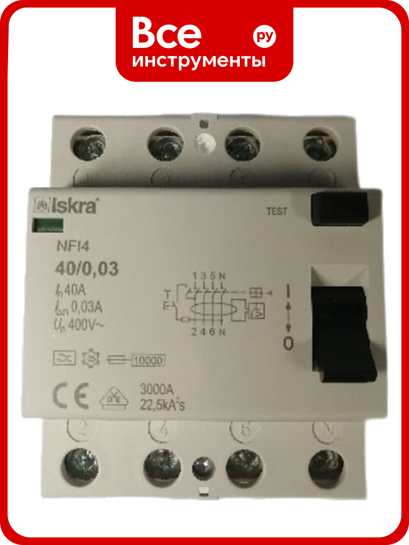 Устройство защитного отключения УЗО Mean Well Iskra NFI4-400,03 00237494