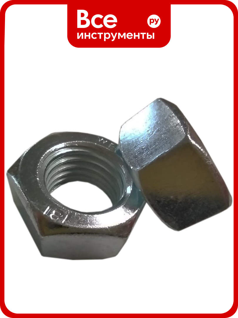 Гайка ZAMETAL М20х1,5 пр. 10.0, DIN 934, оц, 100 шт ZA516572, оцинкованная стальная гайка, правая резьба для соединений