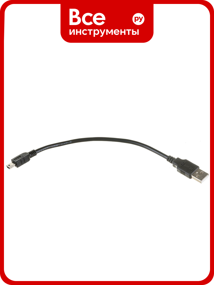 Кабель USB mini USB REXANT, черный, медный ПВХ‑изолированный, круглая форма, степень защиты IP20, совместим