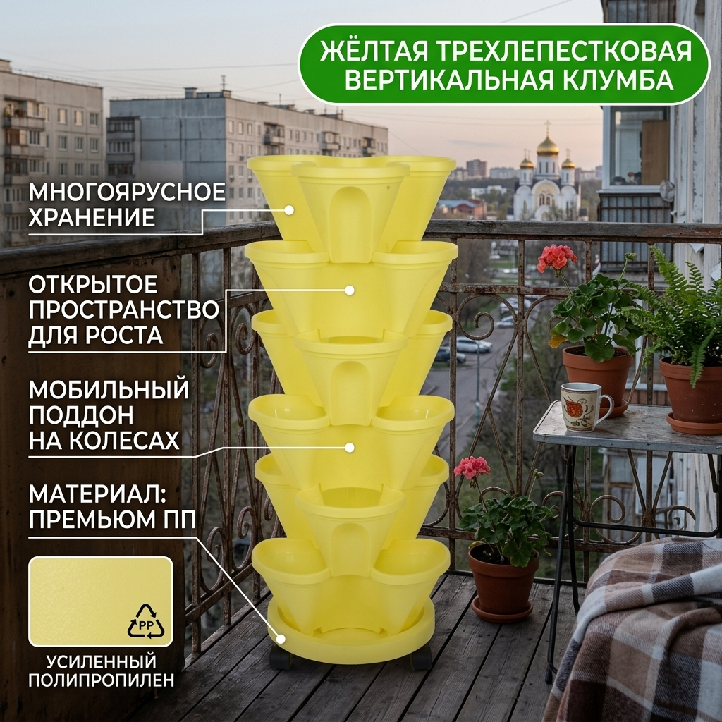 Вертикальная грядка TUA, для клубники и овощей, пластик, 6 л