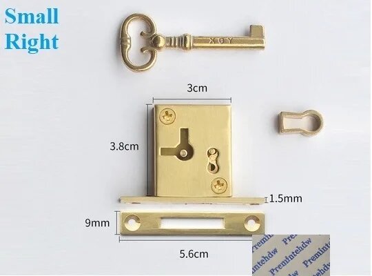 Антикварный латунный замок для ящика Преmintehdw Small Right
