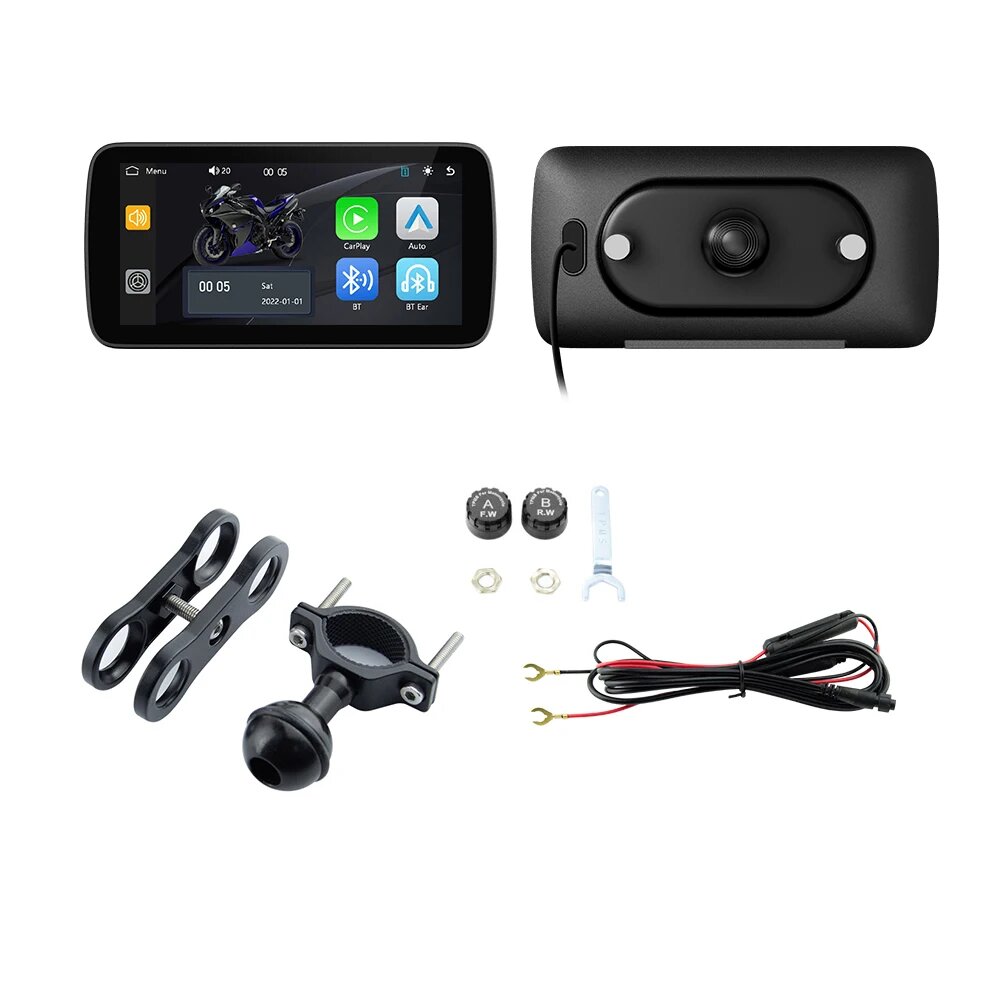 EKIY 6.25-дюймовый беспроводной GPS-навигатор для мотоциклов с поддержкой BT, CarPlay, M5 TPMS